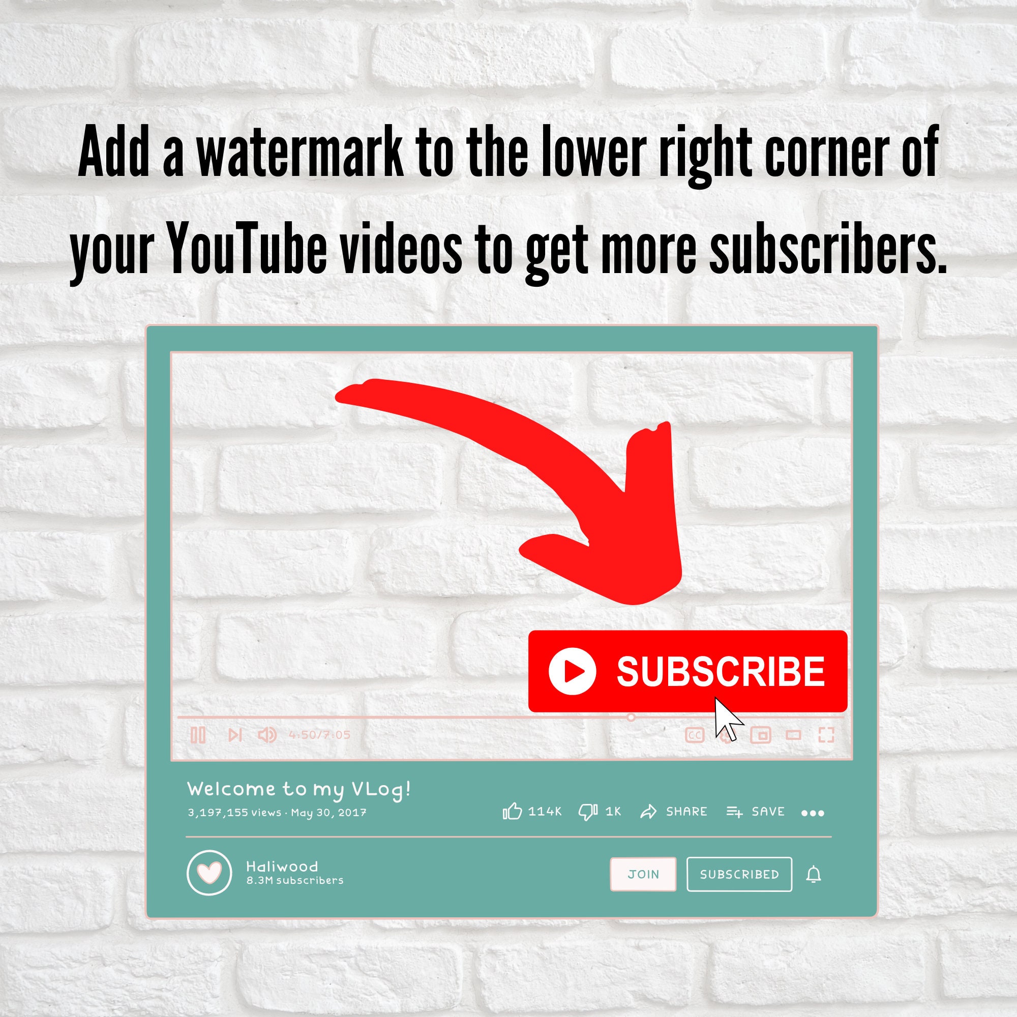 YouTube Subscribe WATERMARK pour Old School GAMER téléchargement ...