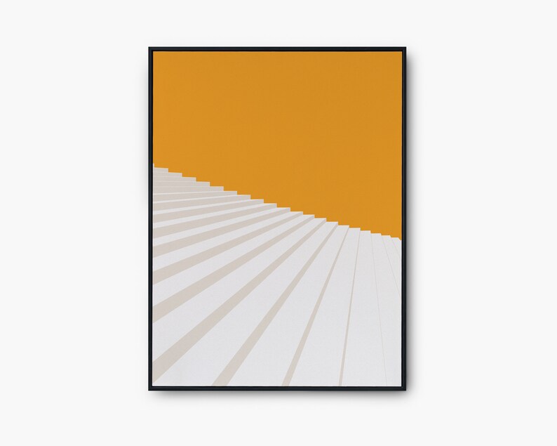 Yellow Wall Art Minimalist Print Yellow Minimal Stairs Wall - Etsy