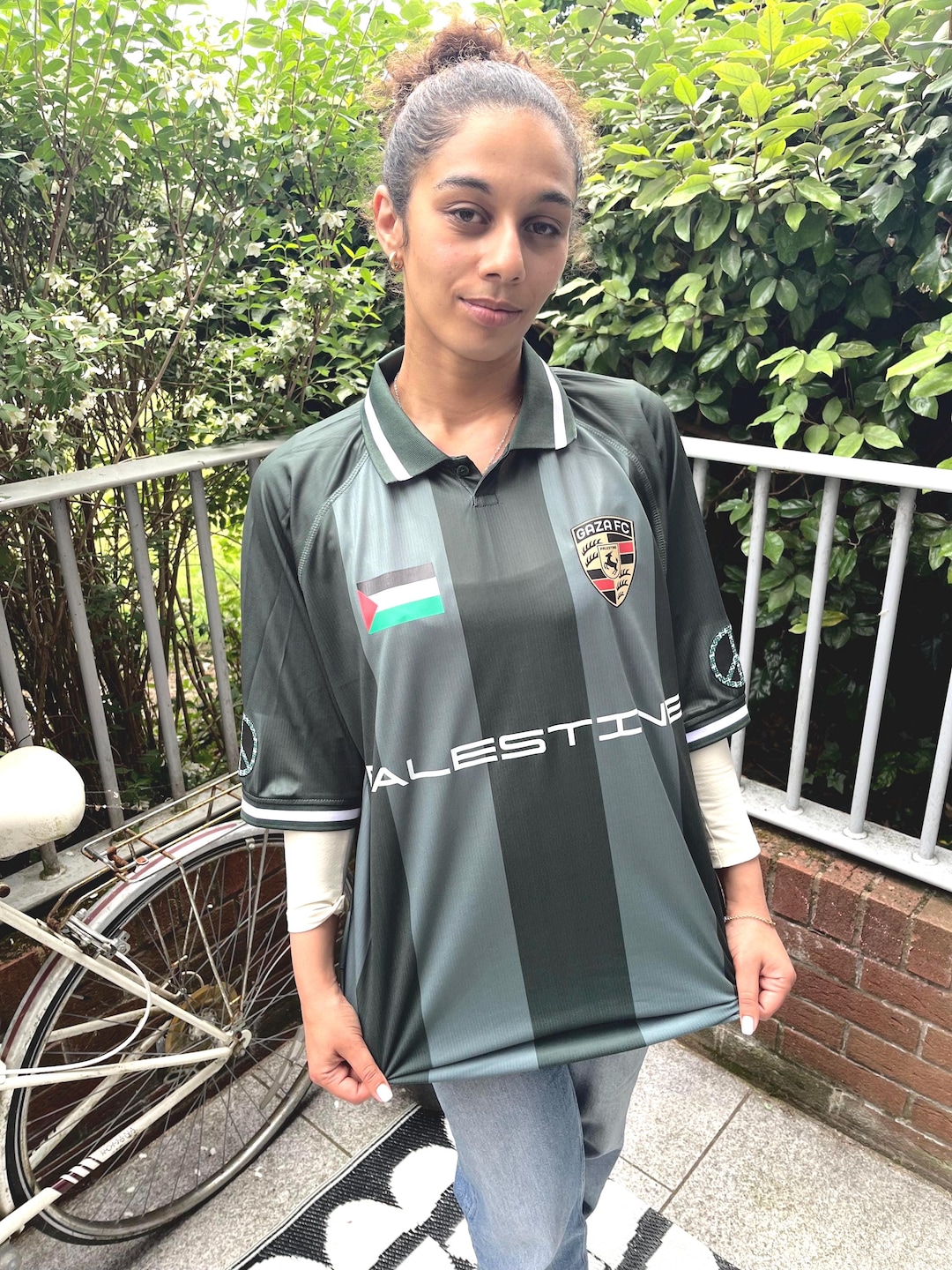 Buy FC Palestine Football Shirt Collared Striped Retro Football Club ...