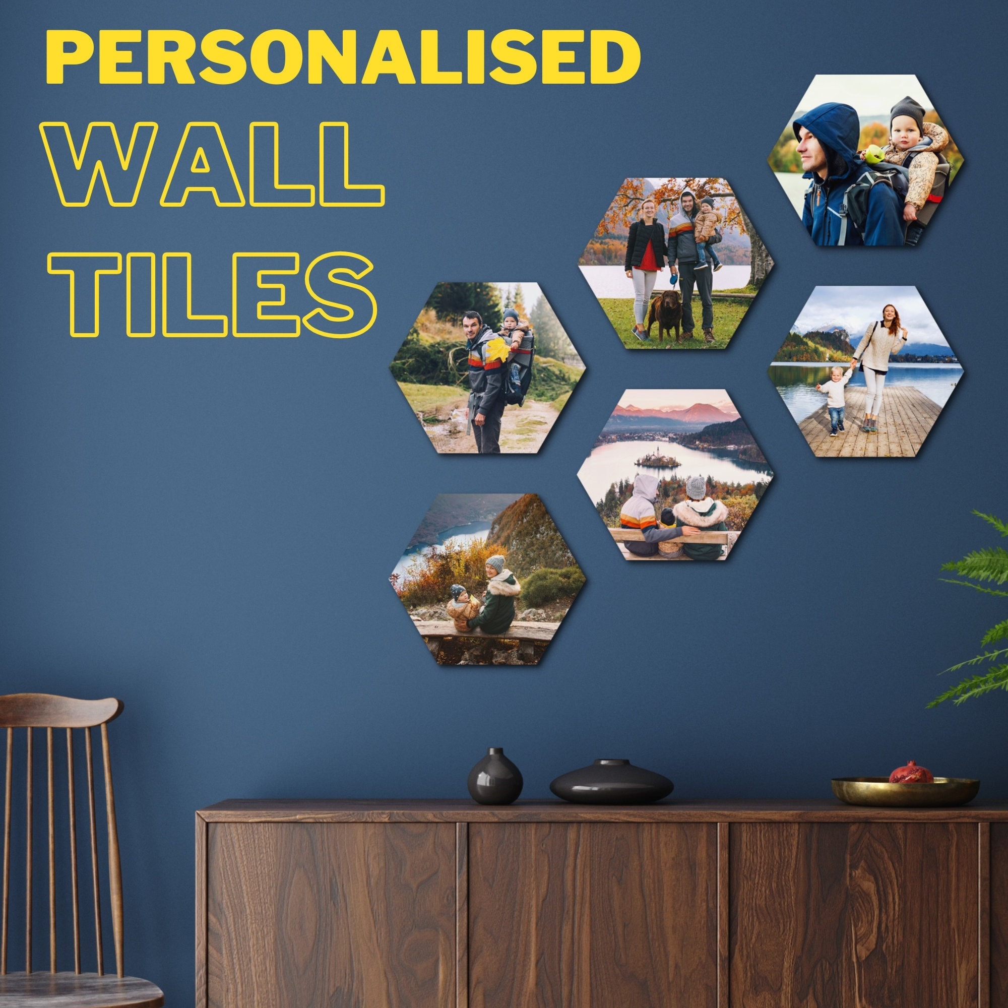 Personalised Wood Photo Tiles on Wood Blocks, Made to Order Photo Wall ...
