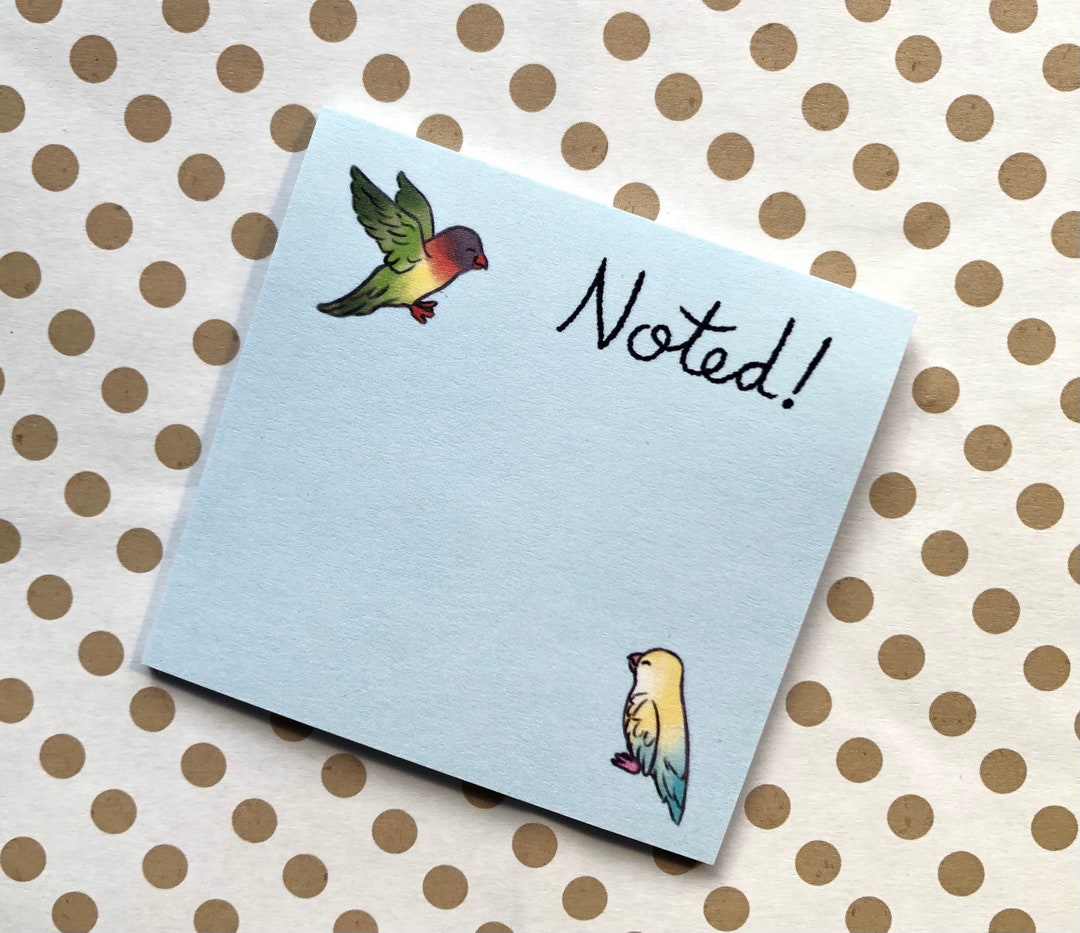SET of 2 - Lovebirds Sticky Notes - Post-its - Stationery - School ...