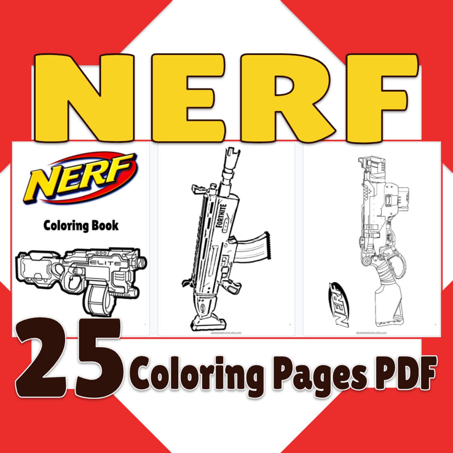 Printable Nerf Coloring Book Nerf Coloring 25 Pages PDF | Etsy