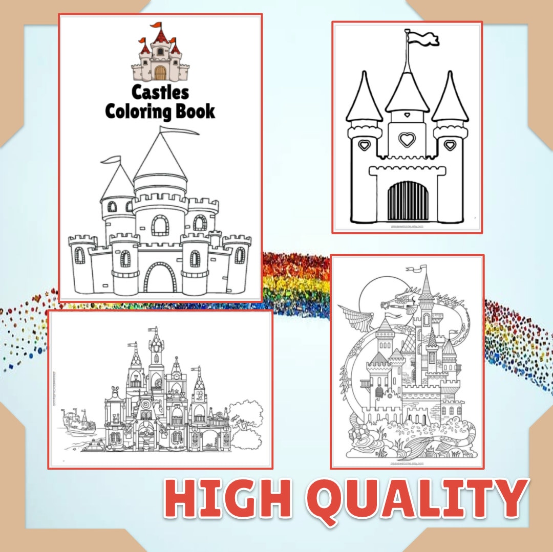 Printable Castle Coloring Pages, Castle Coloring Book 55 Page PDF ...
