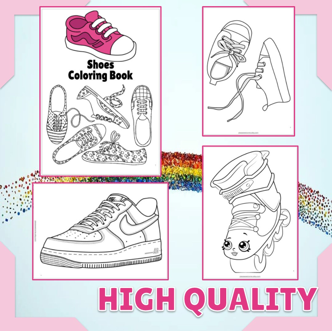 Printable Cute Shoes Coloring Book 75 Page PDF, Shoes Coloring Pages ...