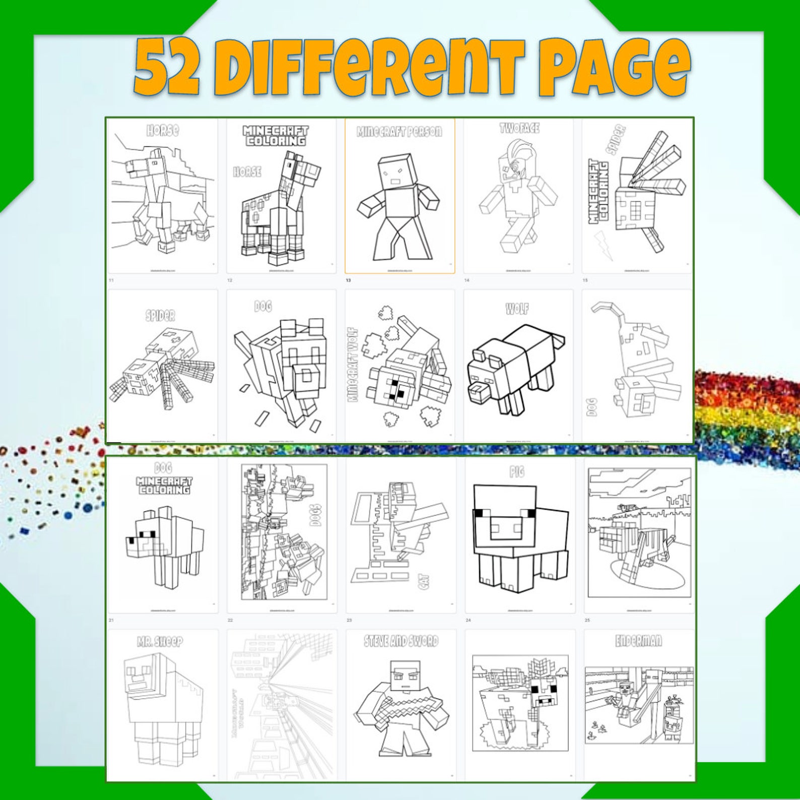 52 Minecraft Coloring Pages Printable Birthday Coloring | Etsy
