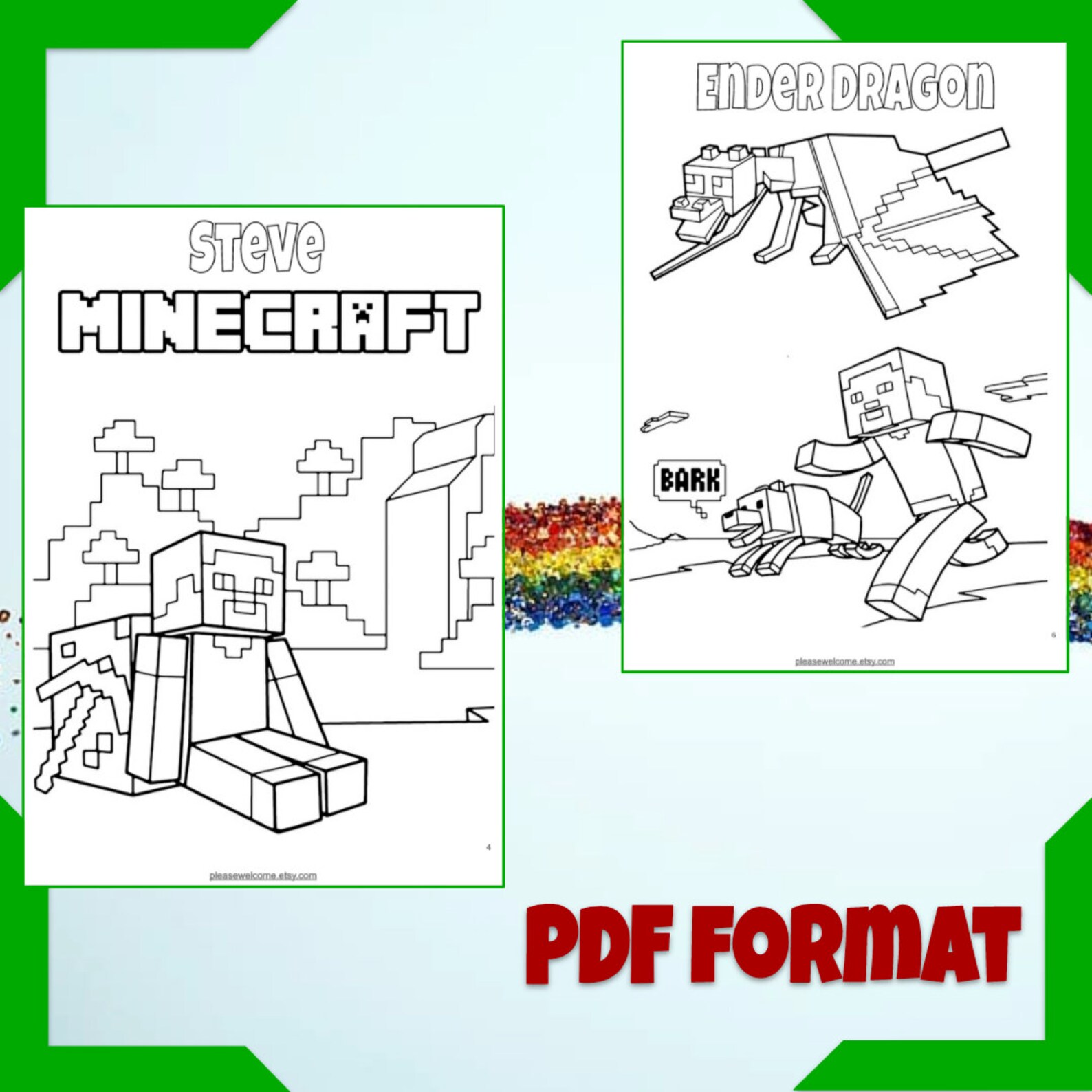 109 Minecraft Coloring Pages Birthday Coloring Book | Etsy