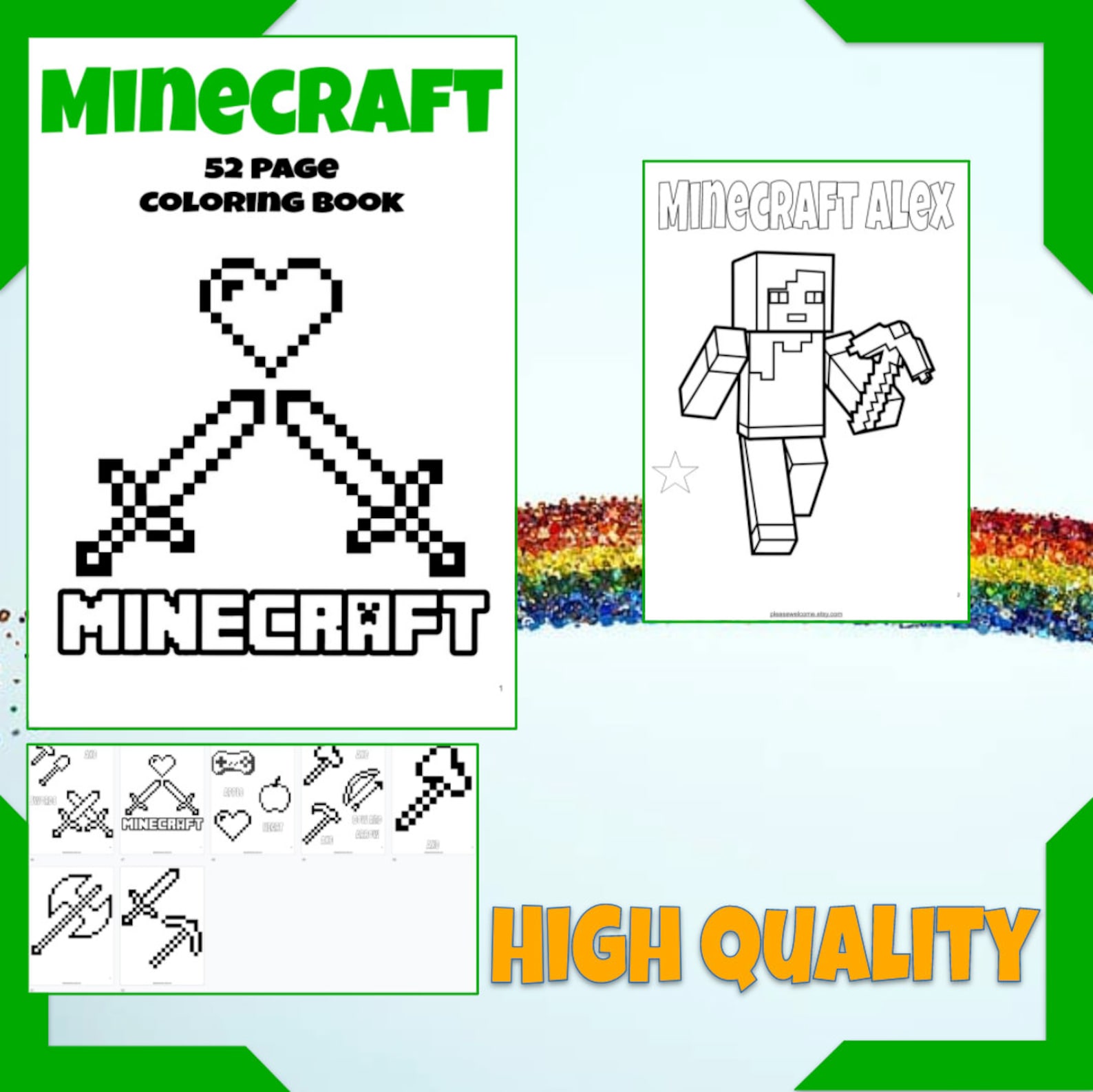 52 Minecraft Coloring Pages Printable Birthday Coloring | Etsy