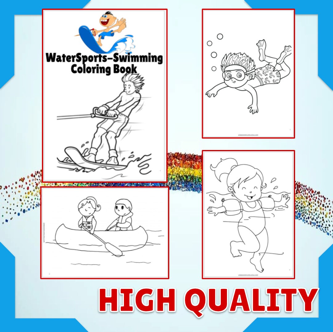 35 Watersports Coloring Pages, Printable Swimming Coloring Book Page ...