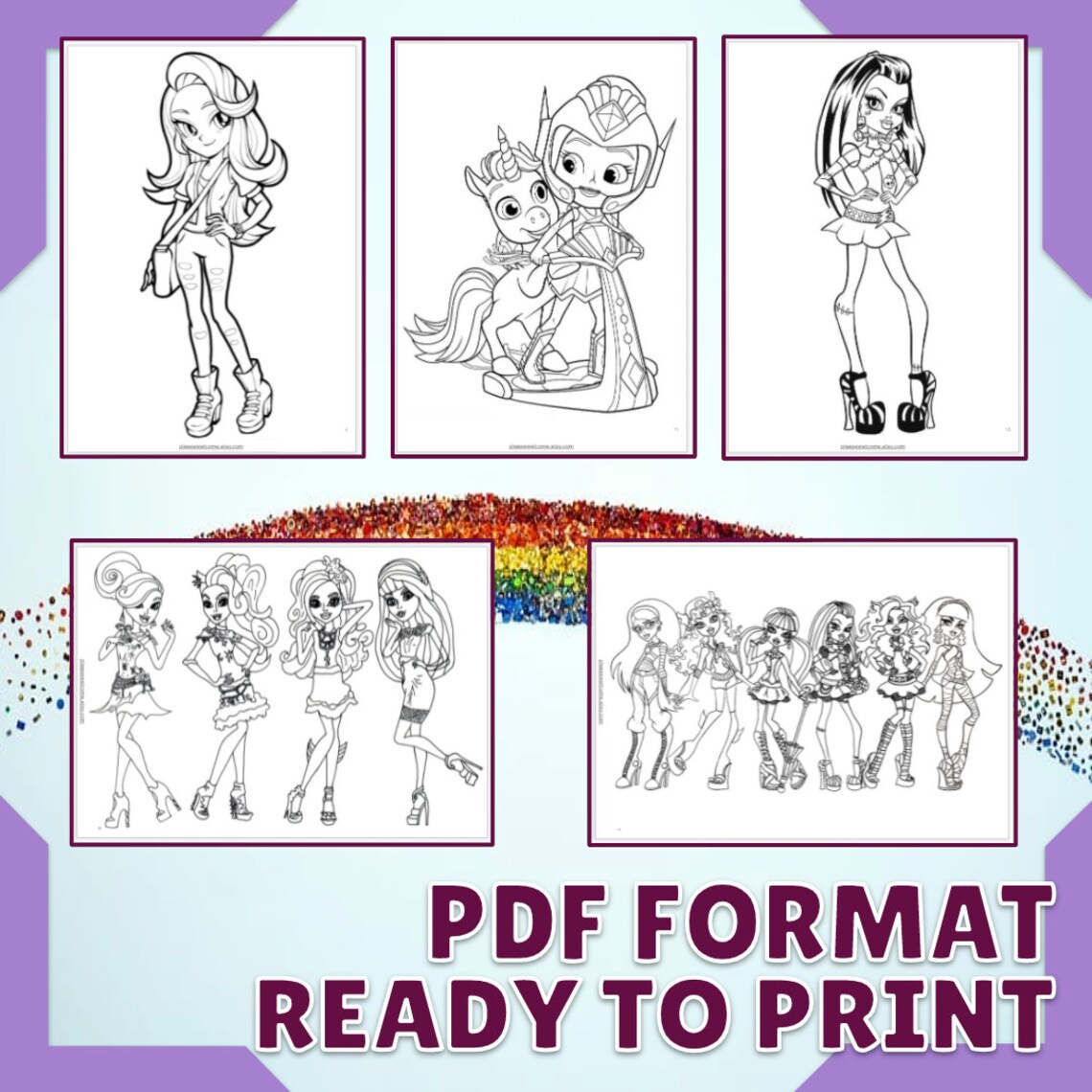 Rainbow High Coloring Pages Printable Rainbow High Coloring | Etsy