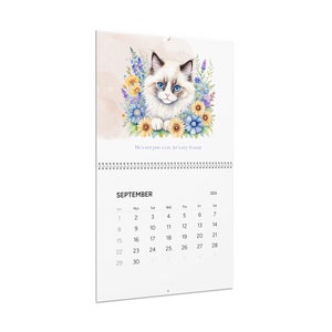 Wall Calendar 2024 Watercolor Cute Cat Yearly Calendar - Etsy