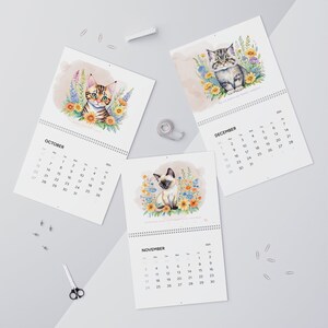 Wall Calendar 2024 Watercolor Cute Cat Yearly Calendar - Etsy