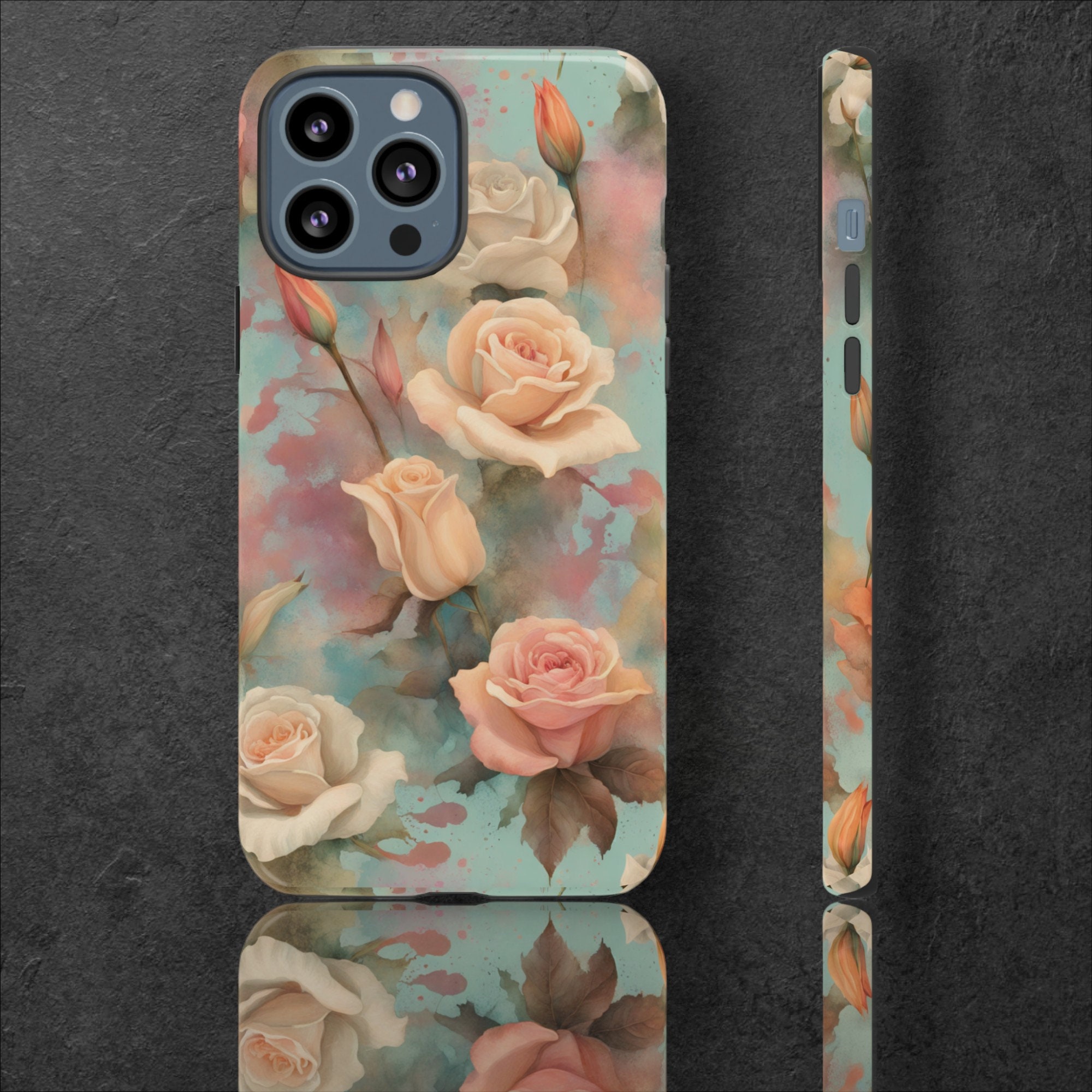 Vintage Roses Phone Case, Vintage Floral Mobile Cover, Romantic ...