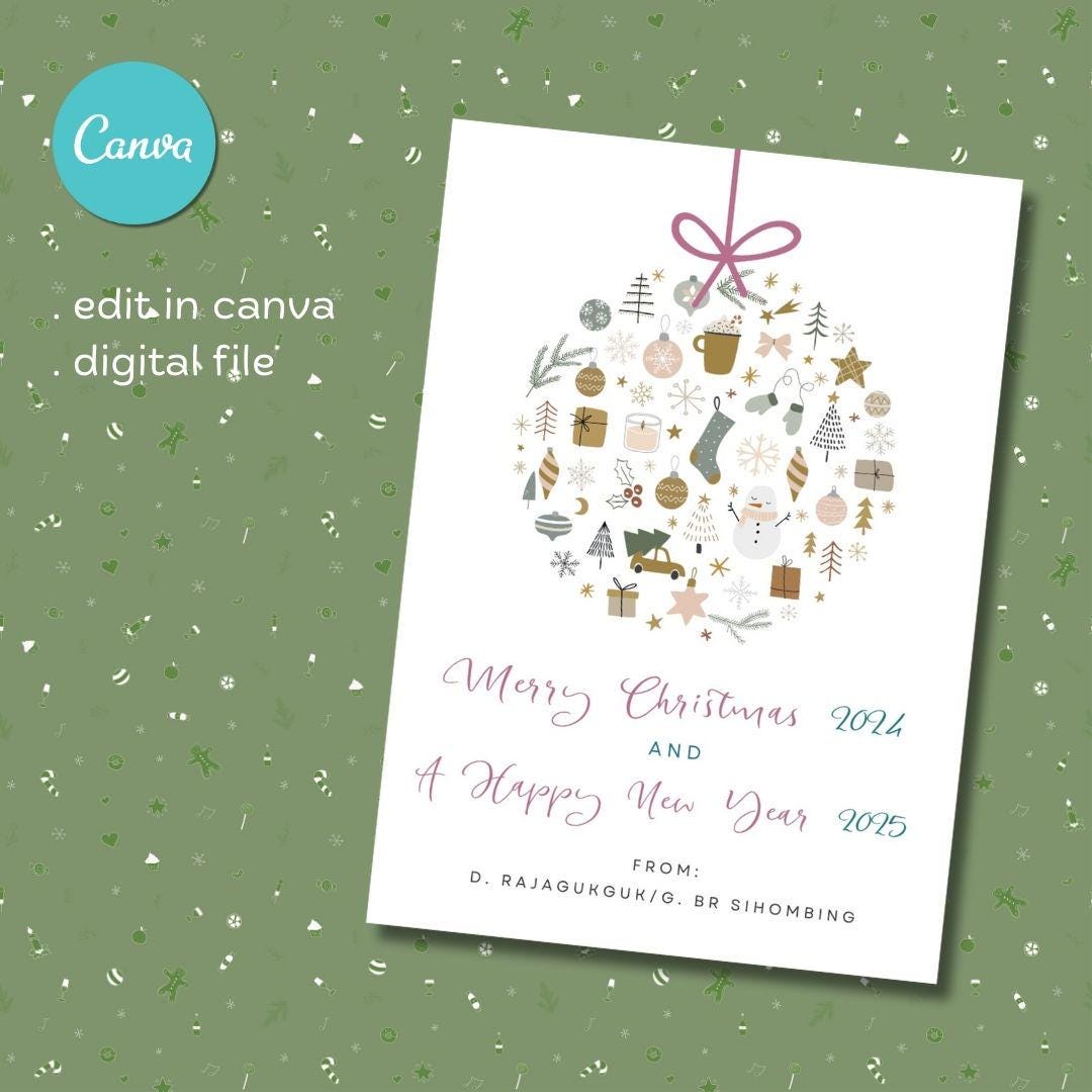 Editable Canva Christmas Card Template, DIY X-mas Card Design ...