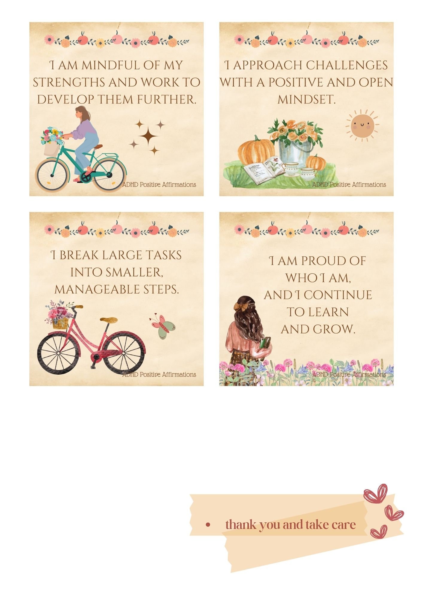 20 Cottagecore ADHD Affirmation Cards Embrace Positivity in Charming ...