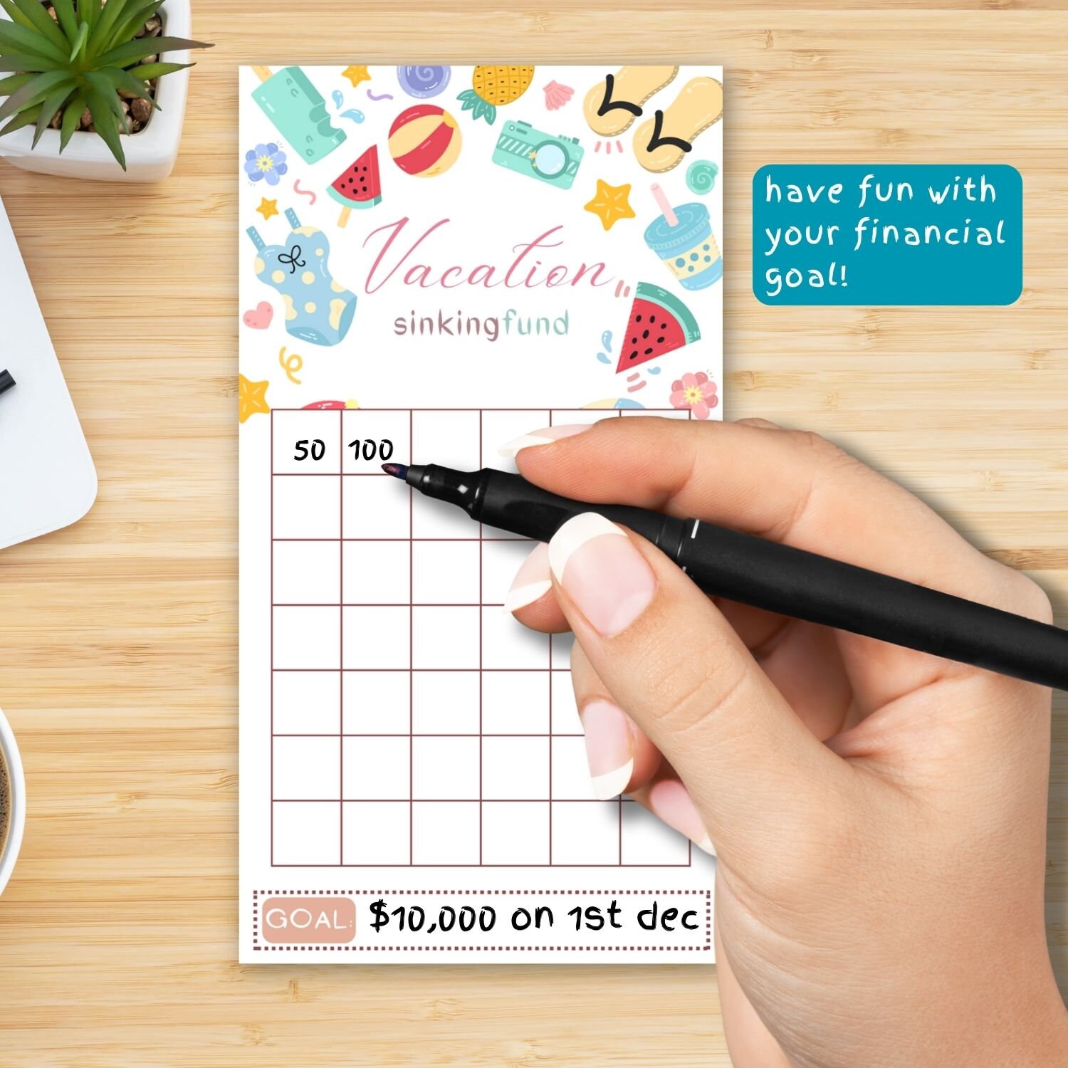 Vacation Savings Challenge Printable, Holiday Save Money, Budget ...