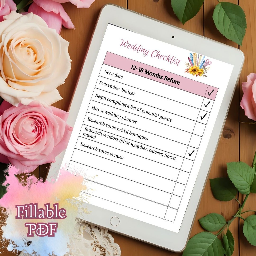 Wedding Checklist Fillable PDF, Cottagecore Wedding Organizer Printable ...