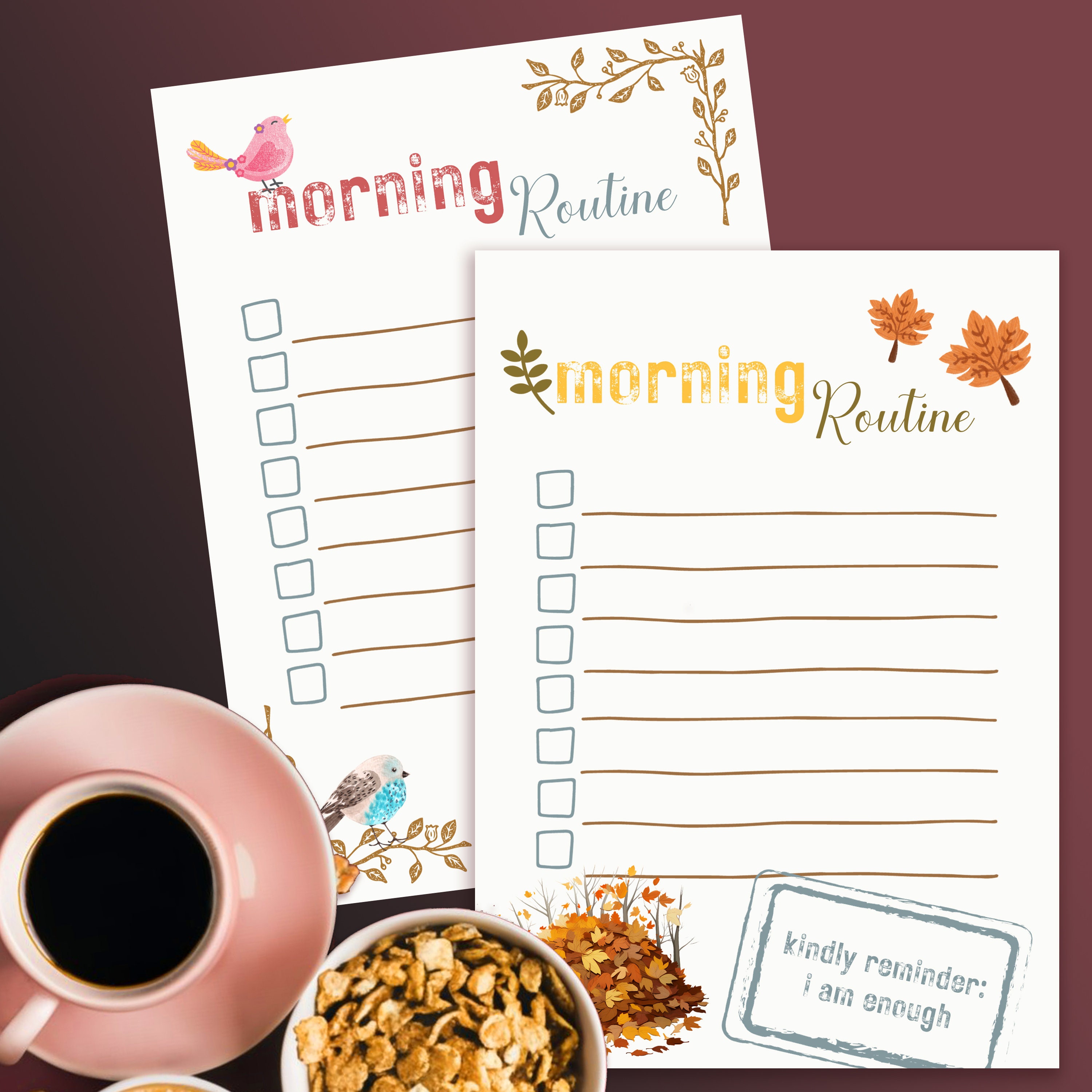 Morning Routine Checklist Printable Daily Planner Digital Morning Self ...