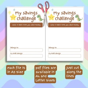 Kids Savings Challenge, Budget Planner Printable for Children, A5 ...