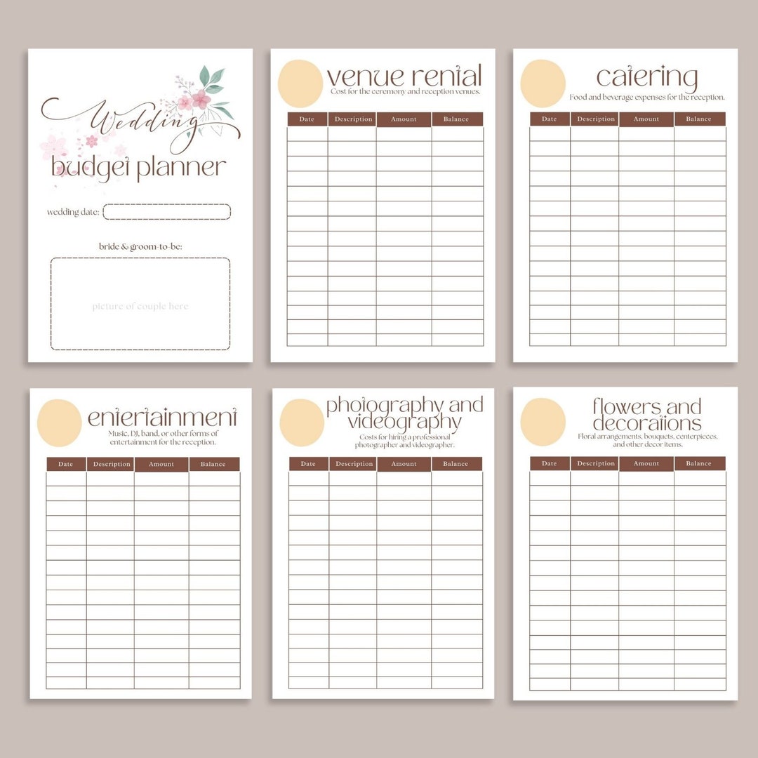 Wedding Budget Planner Printable, A5 Tracker Template, Financial Money ...
