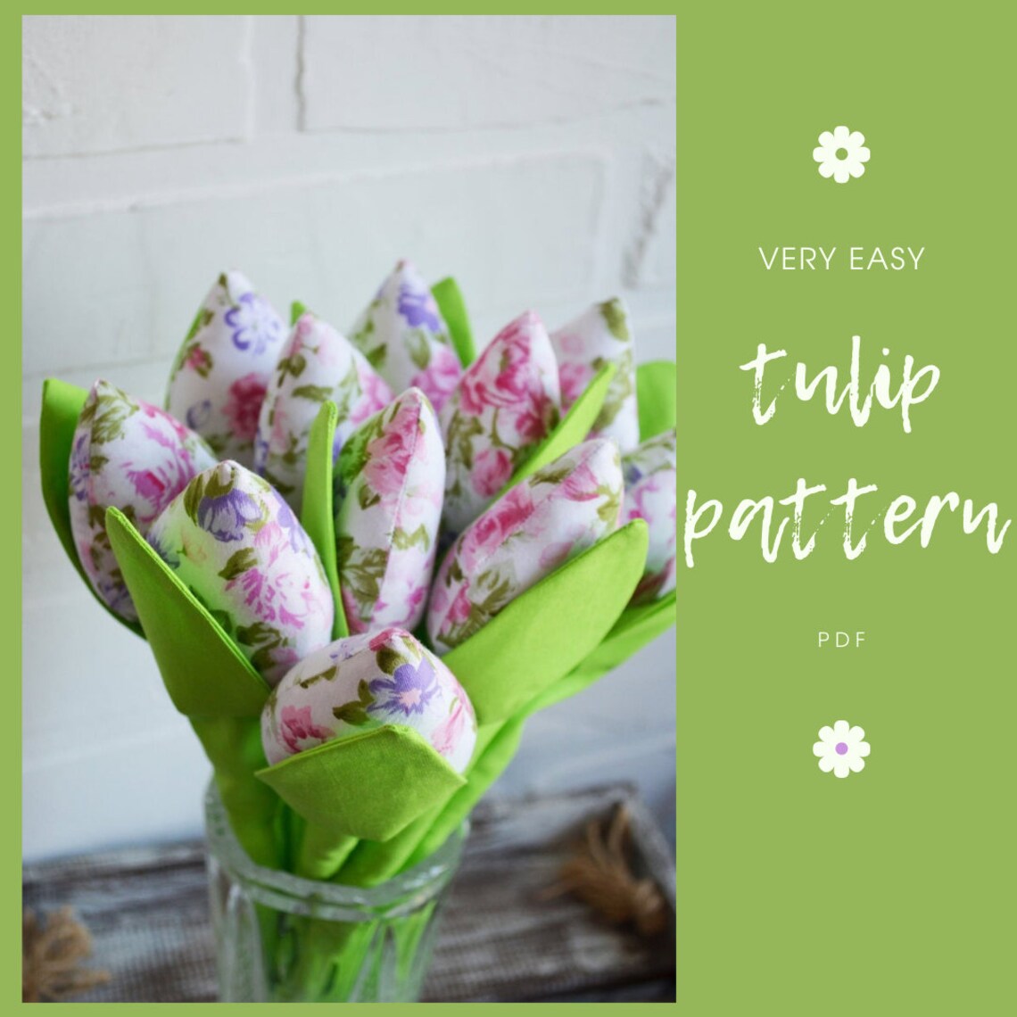 Flowers Pattern Textile Tulip PDF Flowers Fabric Bouquet | Etsy