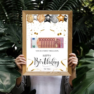 Money Gift "your First Million!", PDF Template Printable, Birthday Gift ...