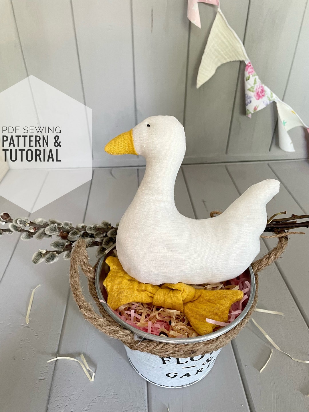 Duck Pdf Pattern and Tutorial, Linen Duck Sewing Tutorial, Stuffed Animal Pattern, Easy Pattern ...