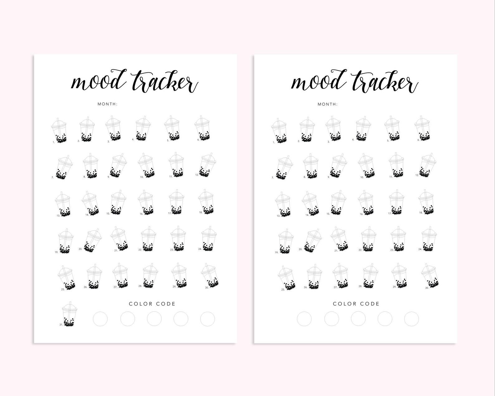 Printable Mood Tracker Boba Bubble Tea A5 Bullet Journal - Etsy Australia