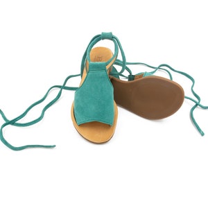 Turquoise Leather Sandals, Greek Summer Sandals for Women, Turquoise ...