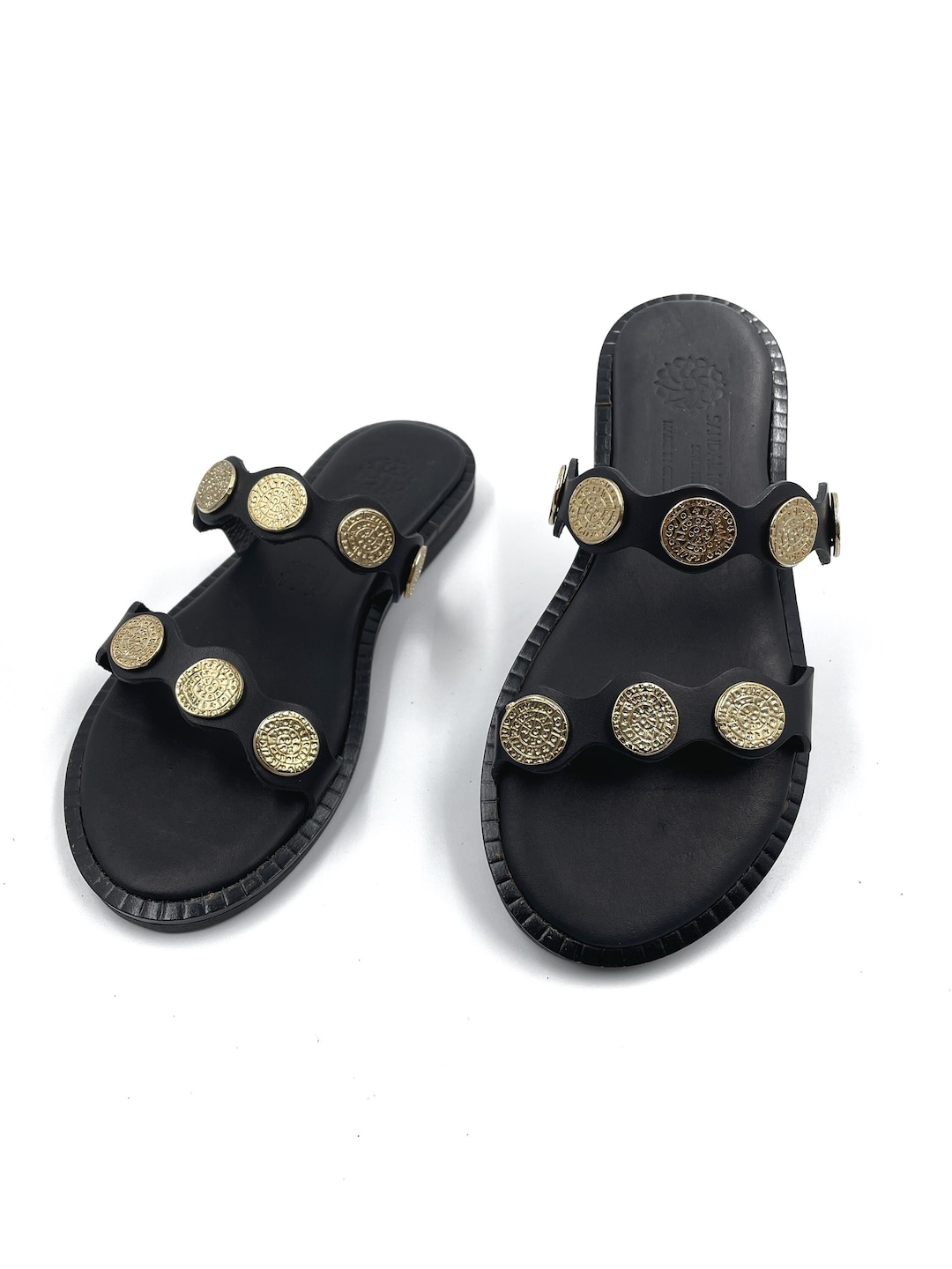 Ancient Greek Black Leather Sandals for Women, Summer Sandals From ...