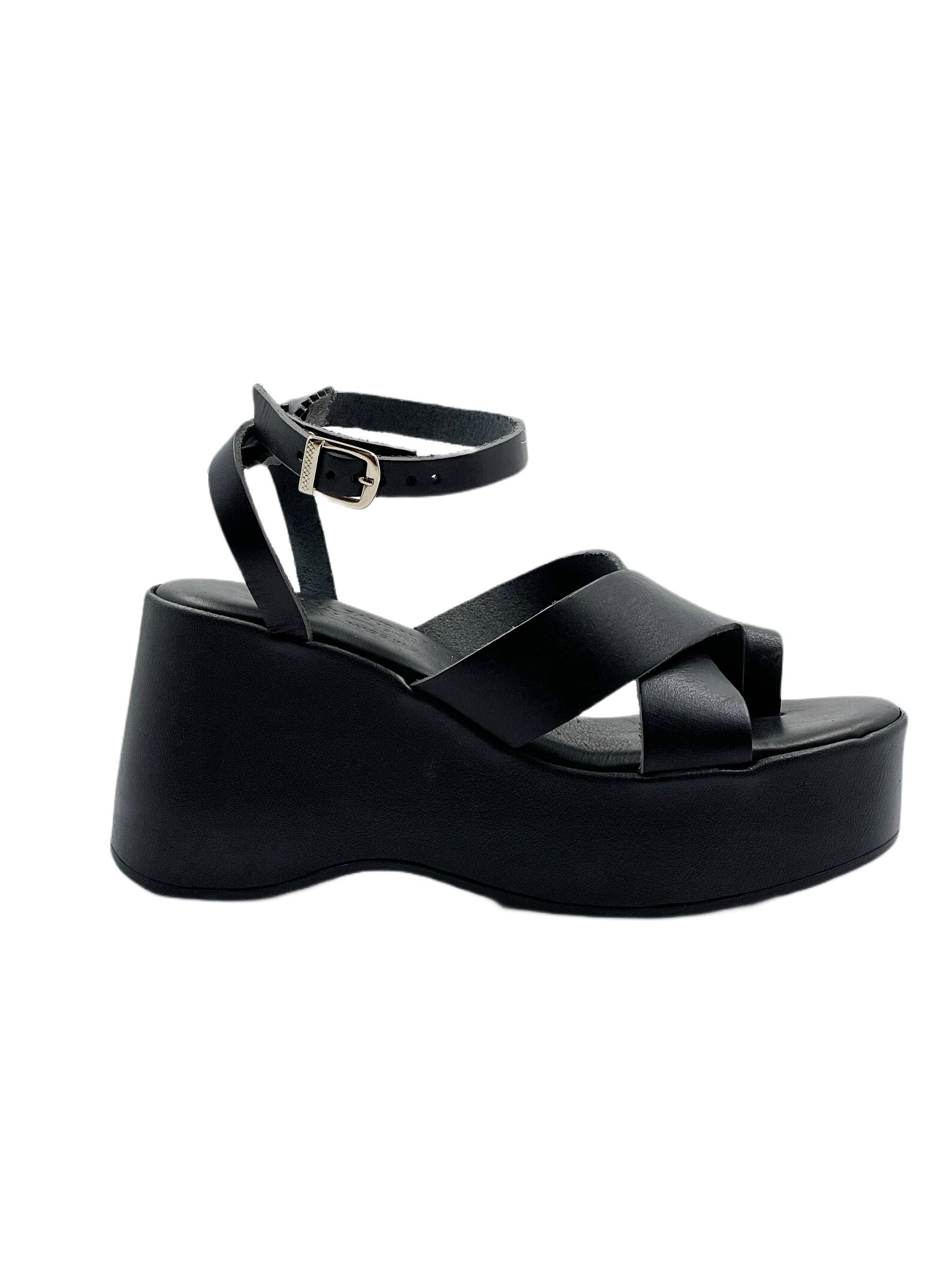 Womens Leather Platform Sandals Black, Platform Sandals Gift for Her ...