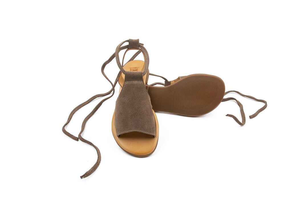 Greek Summer Sandals for Women Grey, Leather Sandals Gift for Her ...