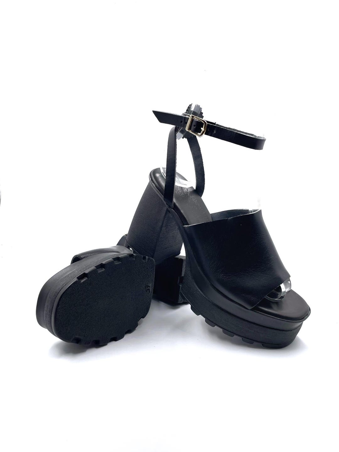 Black Chunky Platform Sandals for Women, Gothic Grunge Open-toe Shoes ...