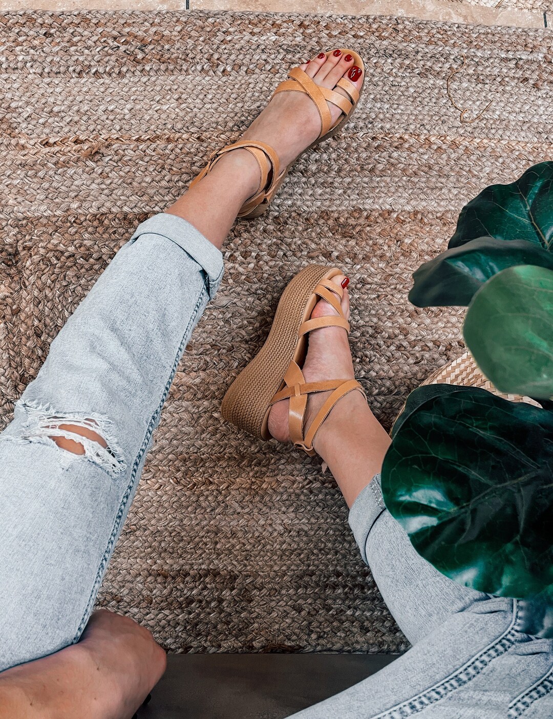 Women Platform Leather Sandals, Greek Platforms Shoes, Platform Sandals ...