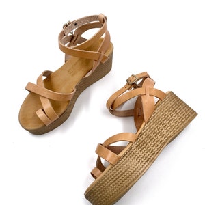 Women Platform Leather Sandals, Greek Platforms Shoes, Platform Sandals ...
