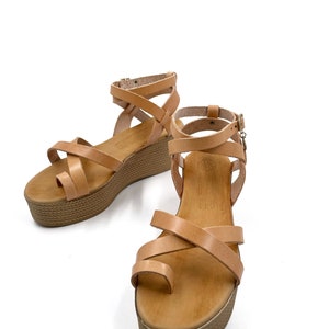 Women Platform Leather Sandals, Greek Platforms Shoes, Platform Sandals ...