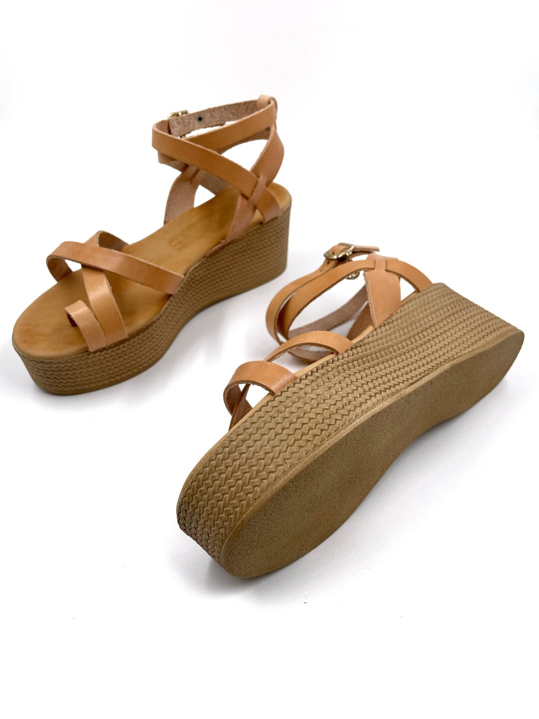 Women Platform Leather Sandals, Greek Platforms Shoes, Platform Sandals ...