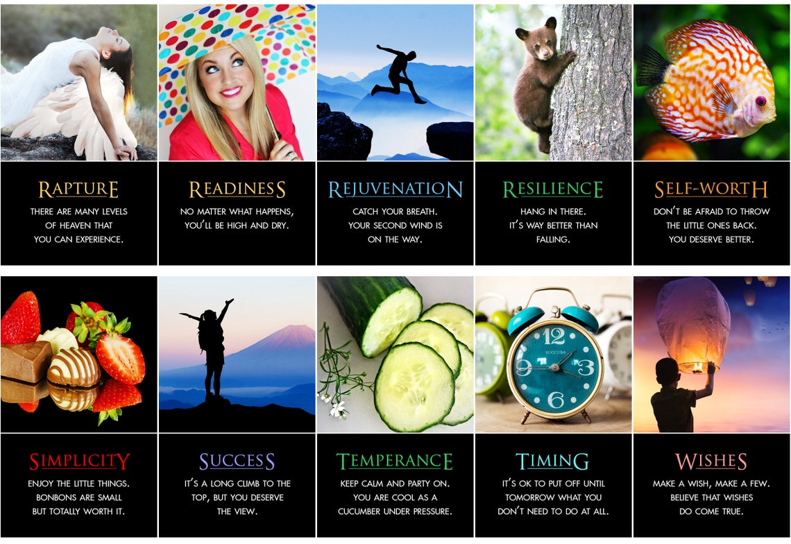 The Happy Oracle Deck Motivational Quotes Tarot Card Deck | Etsy