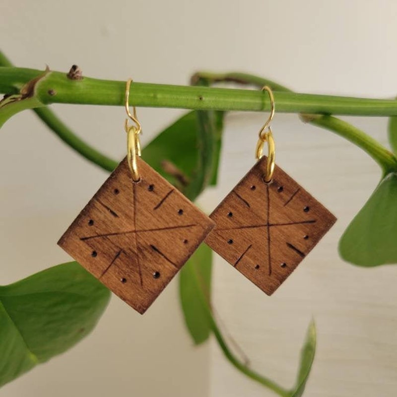 Wood Burned Earrings - Etsy
