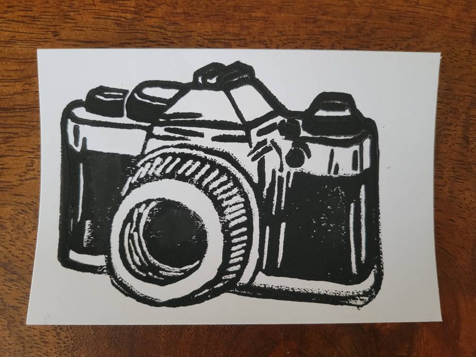 Vintage Camera Print, Lino Print 4x6in, Vintage Camera Linocut Print ...