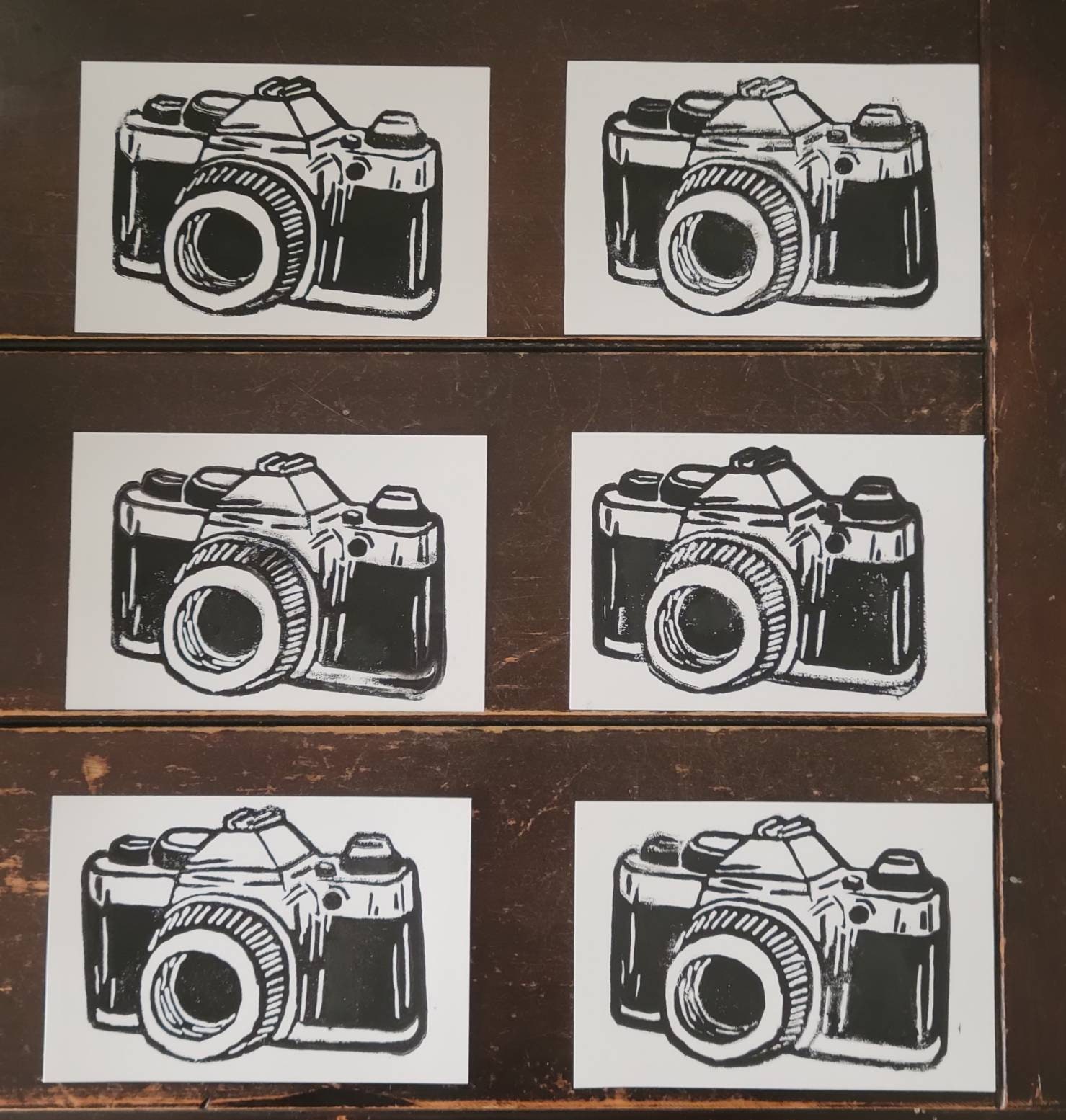 Vintage Camera Print, Lino Print 4x6in, Vintage Camera Linocut Print ...