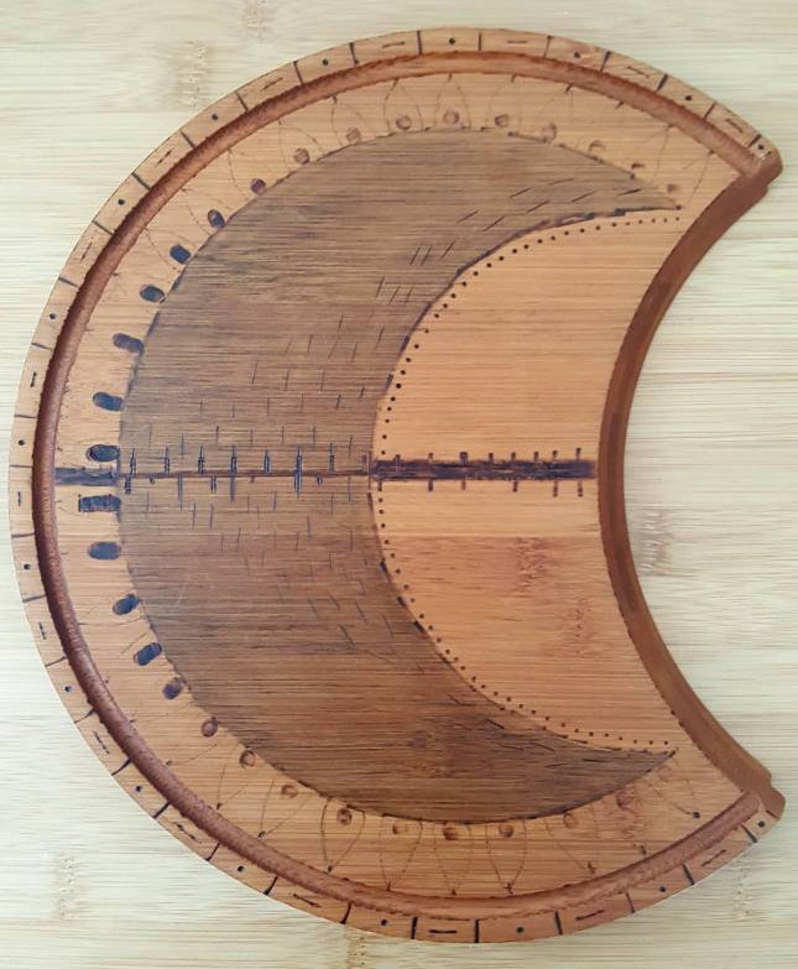 Crescent Moon Wood Block, Pyrography Wall Hanging, Woodburned Art ...