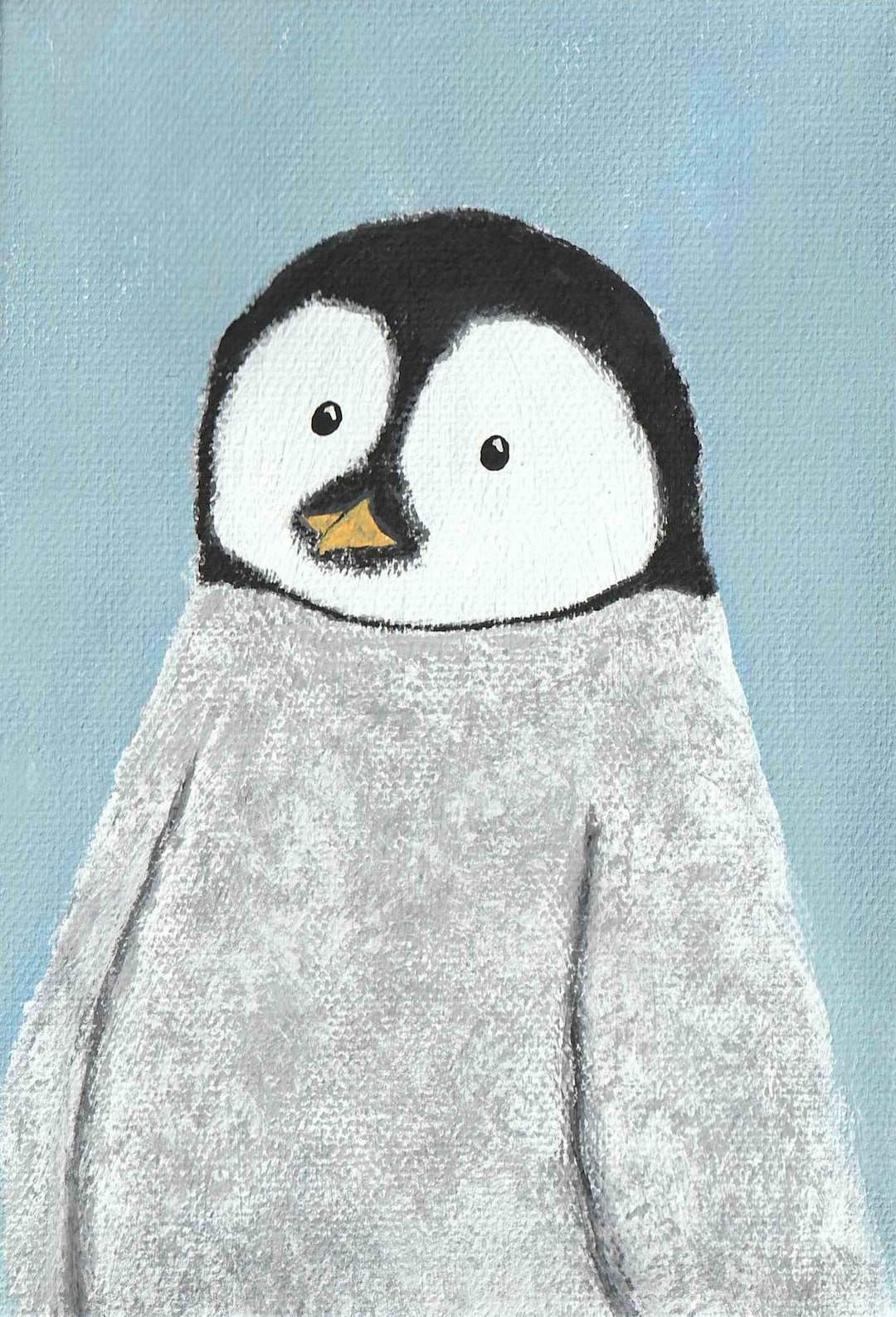 Baby Penguin, Art Print, Art Print of Painting, Baby Bird Animal, 4x6 ...