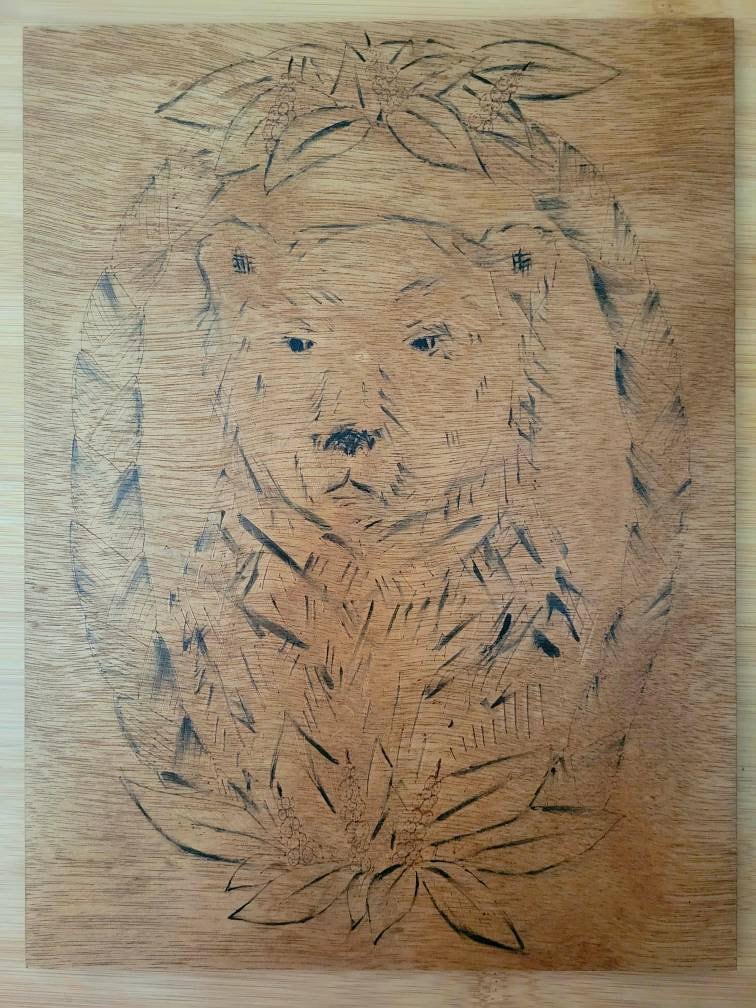 Grizzly Bear Pyrography / Painting Wood Plank, Brown Bear Cabin Wood ...