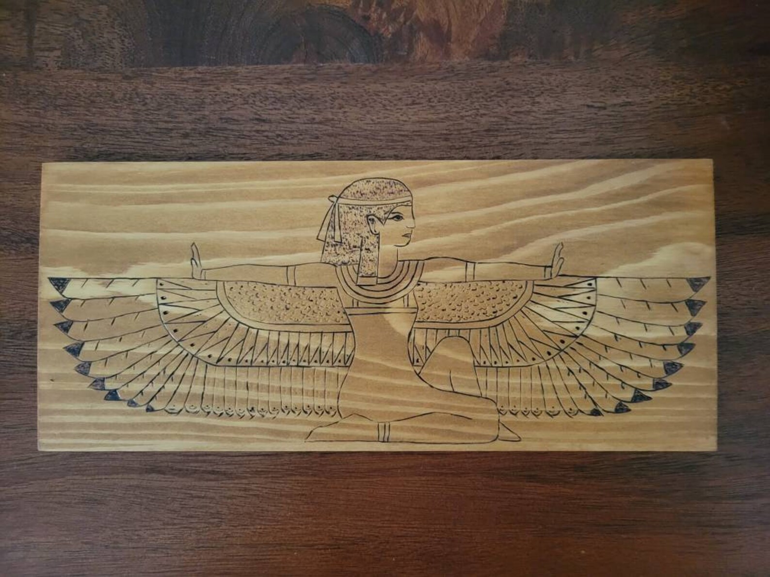 Egyptian Woman Pyrography, Egyptian Goddess Wood Burn Art, (5"x12 ...