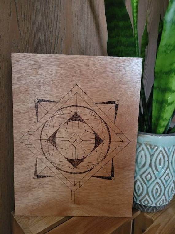 Geometric Pyrography Minamalitic Design Pyrography Wood Art | Etsy