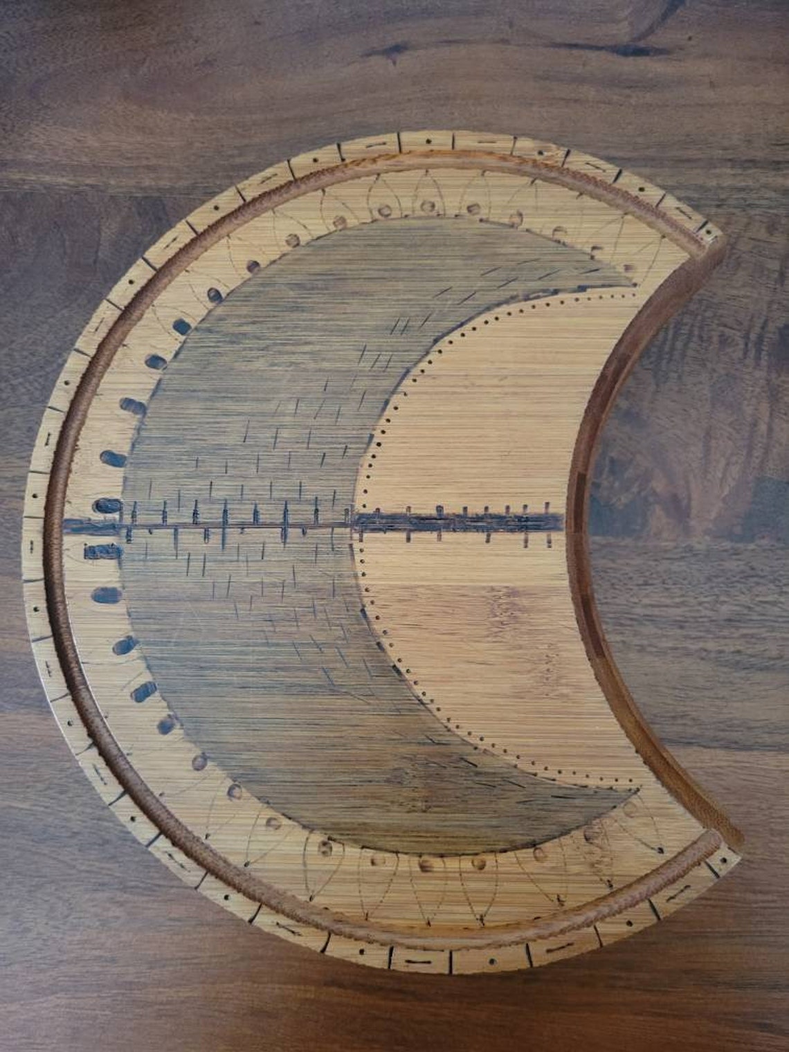 Crescent Moon Wood Block, Pyrography Wall Hanging, Woodburned Art ...