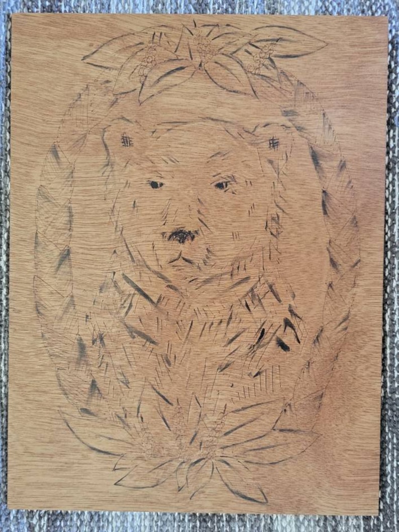 Grizzly Bear Pyrography / Painting Wood Plank, Brown Bear Cabin Wood ...