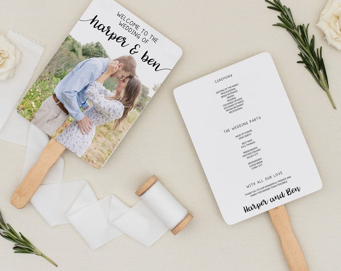 Elegant Wedding Ceremony Program Fan Template Download Simple Modern ...