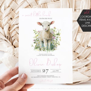 Editable Lamb Baby Shower Welcome Sign, Animal Theme, Boho Baby Girl ...