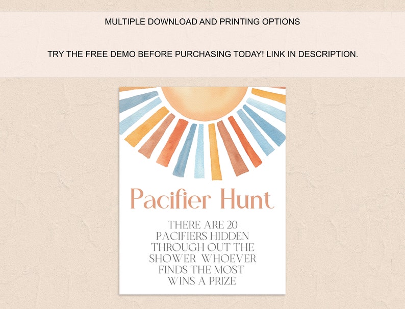 Pacifier Hunt Baby Shower Game, Baby Shower Activity Sign, Here Comes ...